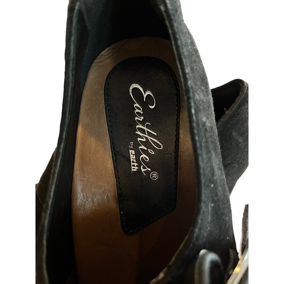 Earthies | Shoes | Earthies Rhea Black Suede Womens Chunky Heel Buckle Slip On Shoes Size | Poshmark